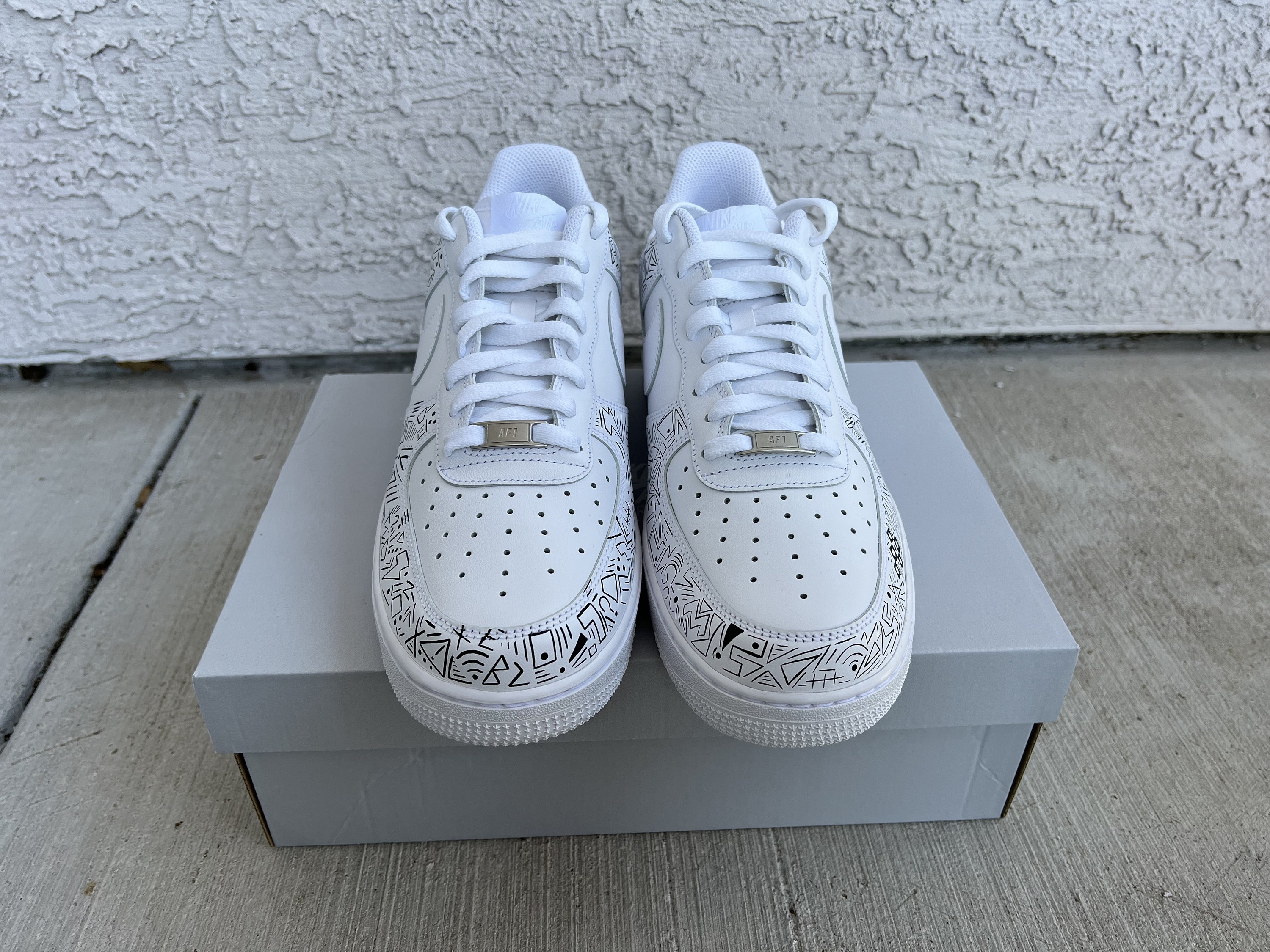 Hand Painted Custom Air Force 1 Sneakers - Black and White Abstract ...