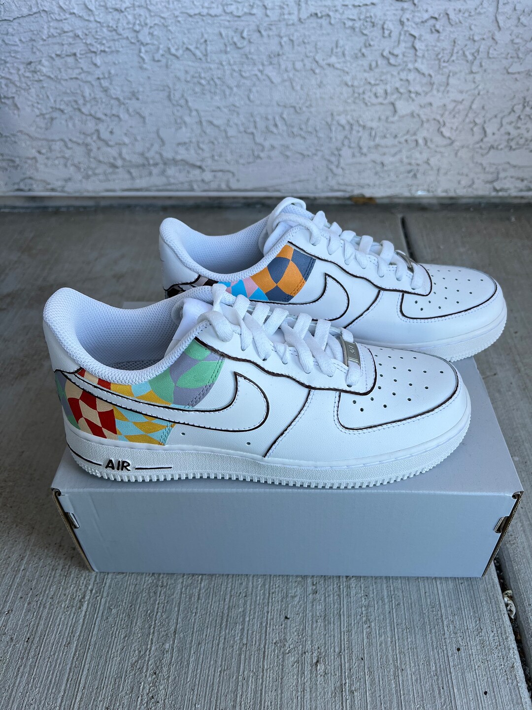 Hand Painted Custom Air Force 1 Sneakers - Multi Colored Abstract ...