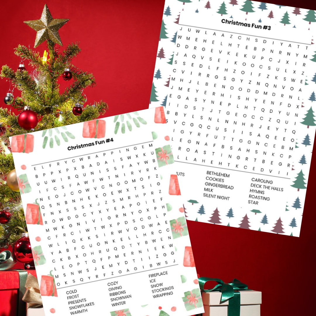 Christmas Word Search Puzzles (100), Large Print, Holiday Family Party ...