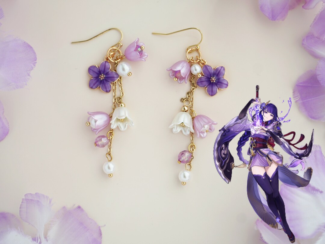 Raiden Shogun Earrings | Genshin Impact Inspired Accessories | Purple ...