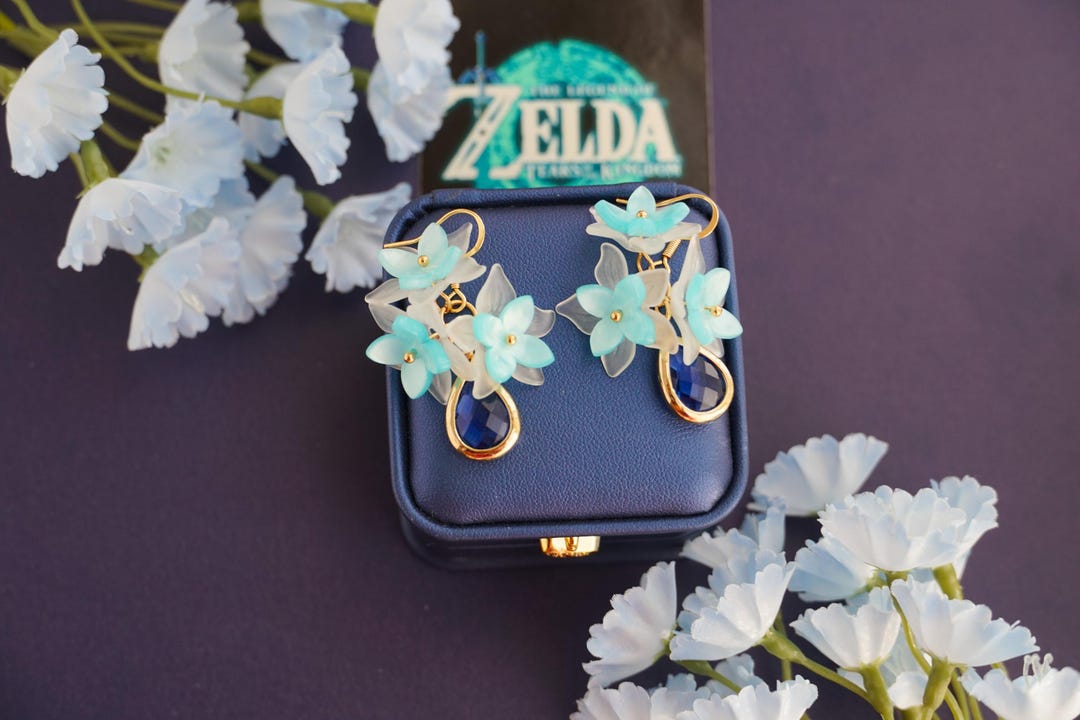 Silent Princess Earrings ,LOZ Gamer Gift Blue Flower Earrings Gift ...