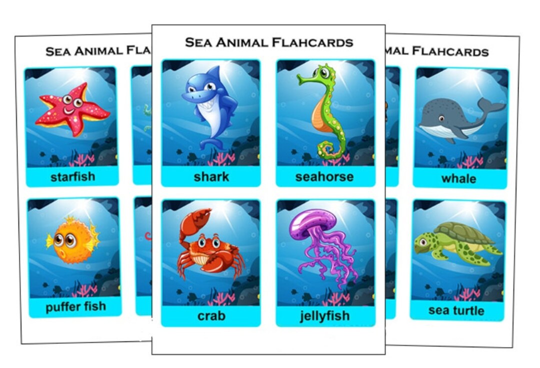 Printable Sea Animal Alphabet Flash Cards, Classroom Decor, Toddlers ...