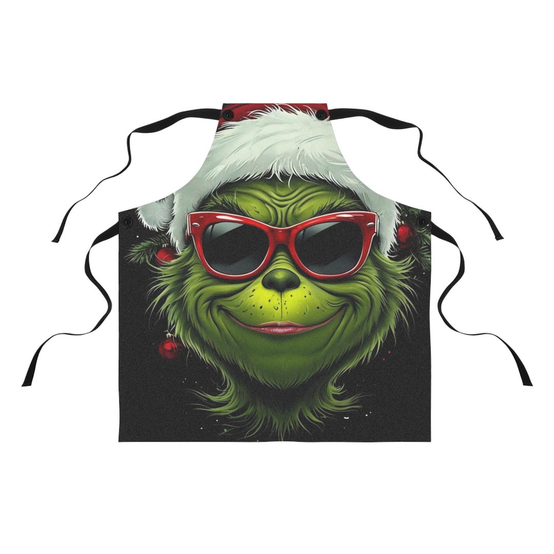 Festive Grinch Apron Christmas Cooking Gift, Holiday Kitchenware, Funny ...