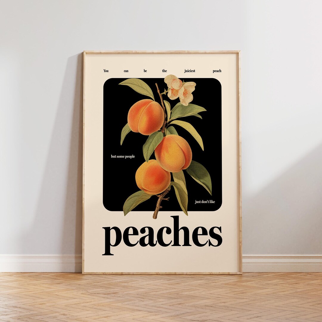 Vintage Peach Poster, Peach Print, Peach Wall Art, Kitchen Prints ...