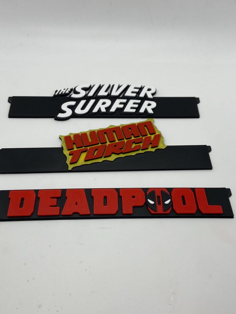 Interchangeable Comic-style Nameplate Packs | Modular Display Logo ...