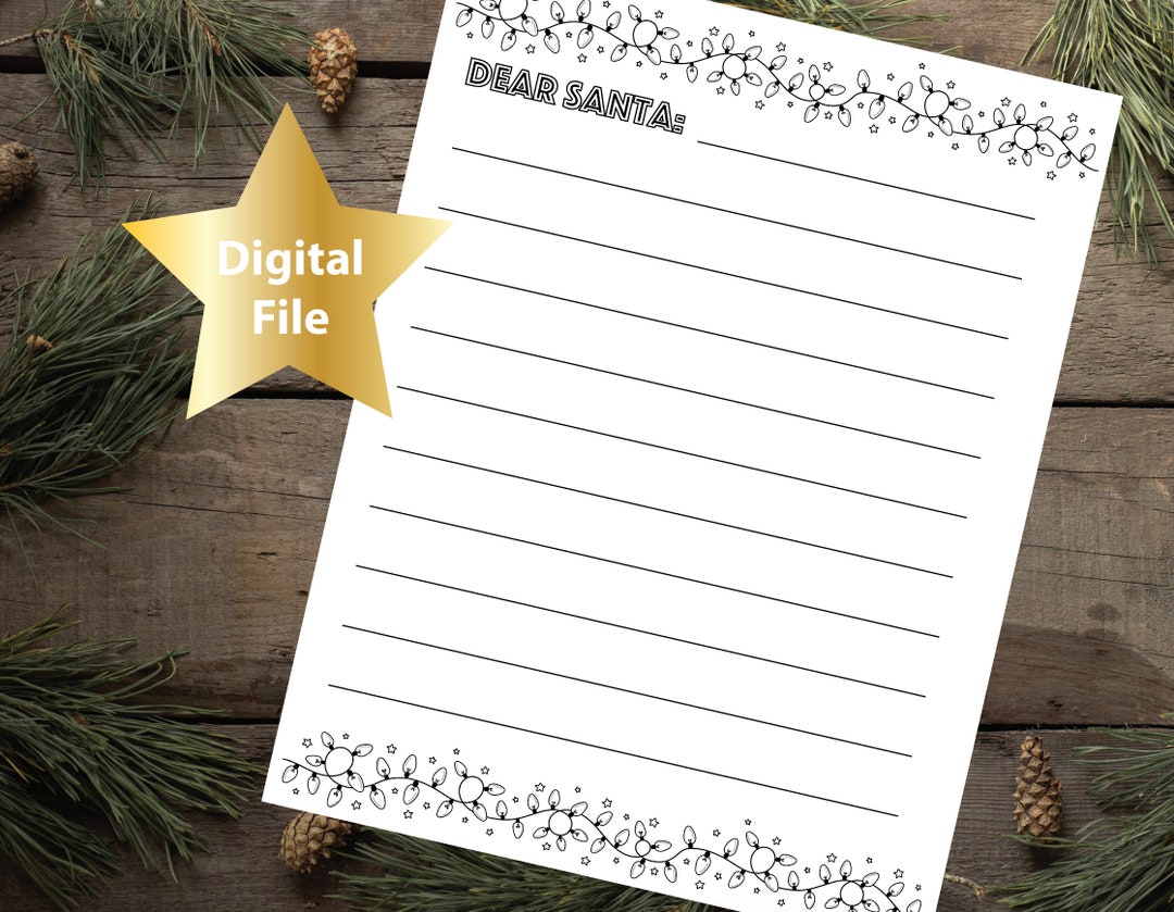 Printable Christmas Lights Dear Santa Letter for Kids/ Digital File - Etsy