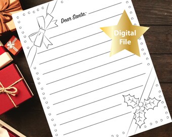 Printable Christmas Lights Dear Santa Letter for Kids/ Digital File - Etsy
