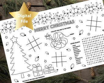 Printable Christmas Coloring Placemat/ Activity Sheet for Kids/ Digital ...