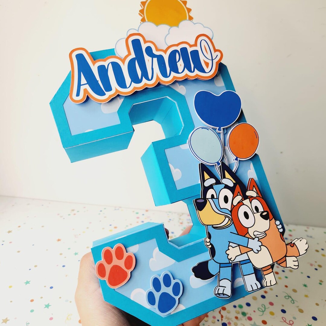Bluey 3d Numbers,bluey Decoration,bluey Birthday,bluey Party,bluey ...