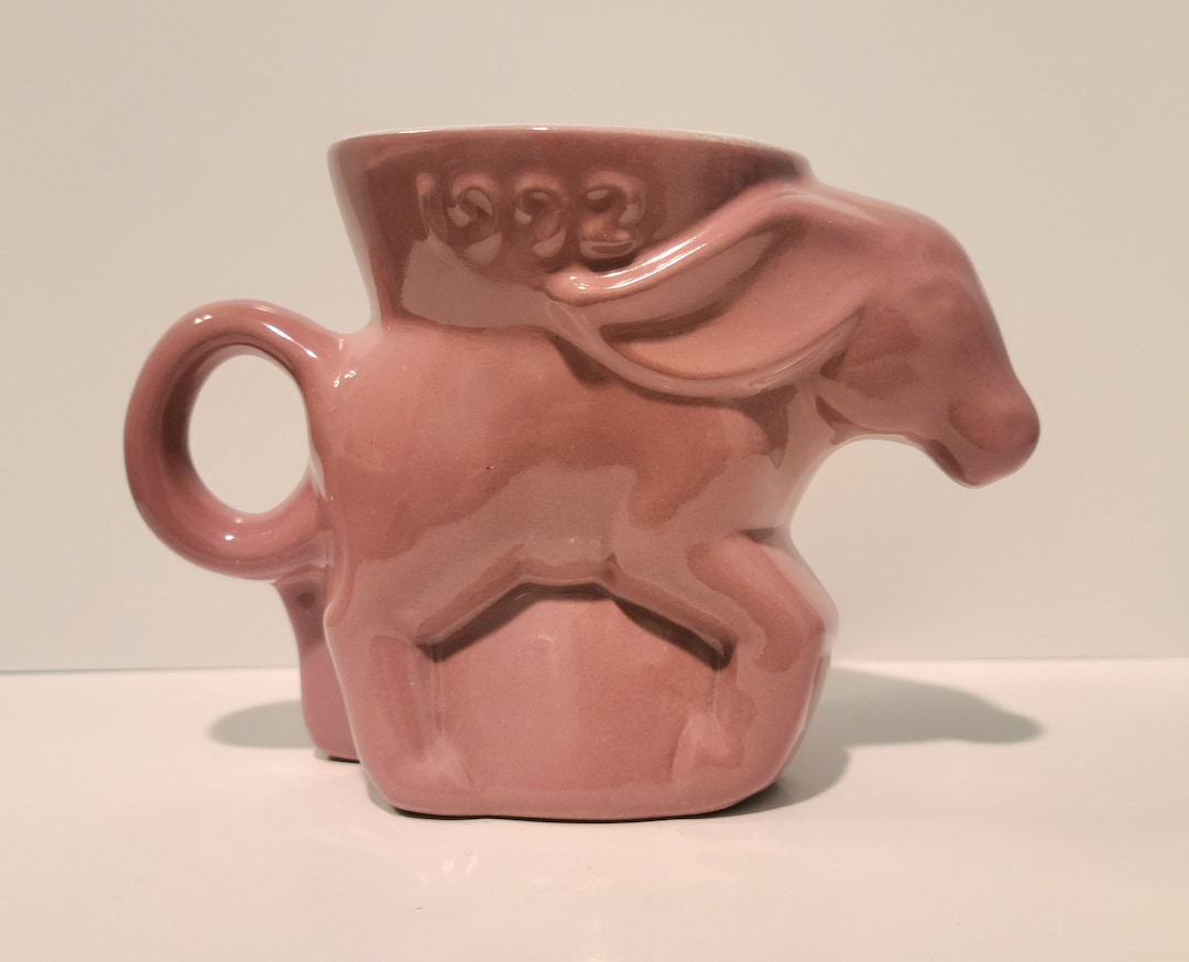 Frankoma Mug 1992 DEM Donkey "mauve" Pink - Etsy