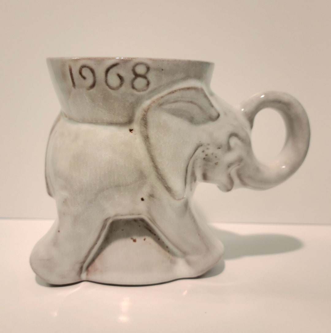 Frankoma Mug 1968 GOP Elephant "white Sand" White - Etsy