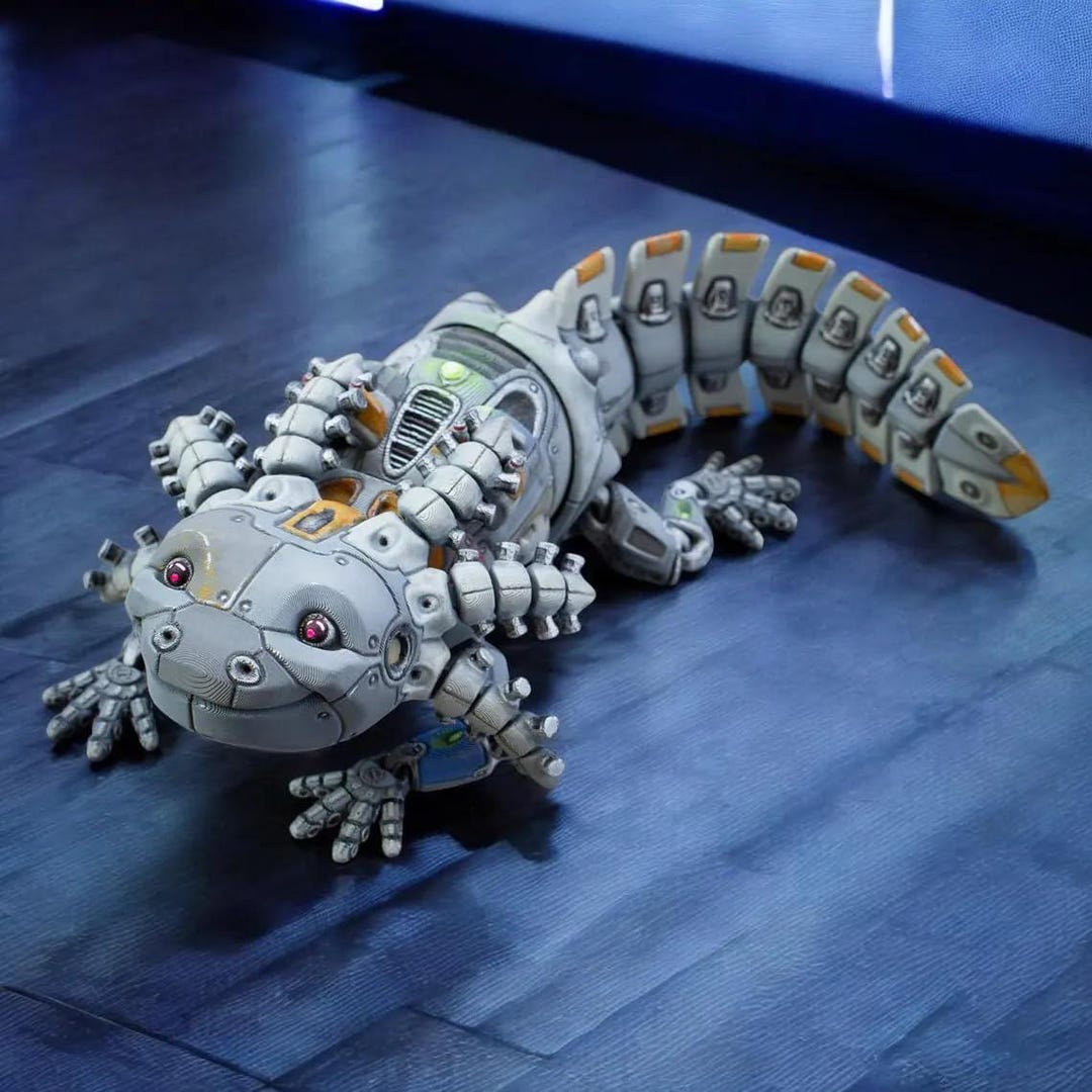 Articulated Robolotl Figurine - 3D Printed Robot Axolotl Toy ...