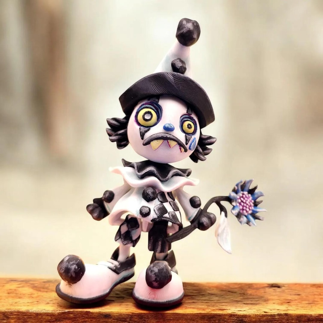 Articulated Sad Clown Figurine - 3D Printed Desk Toy Gothic Decor ...