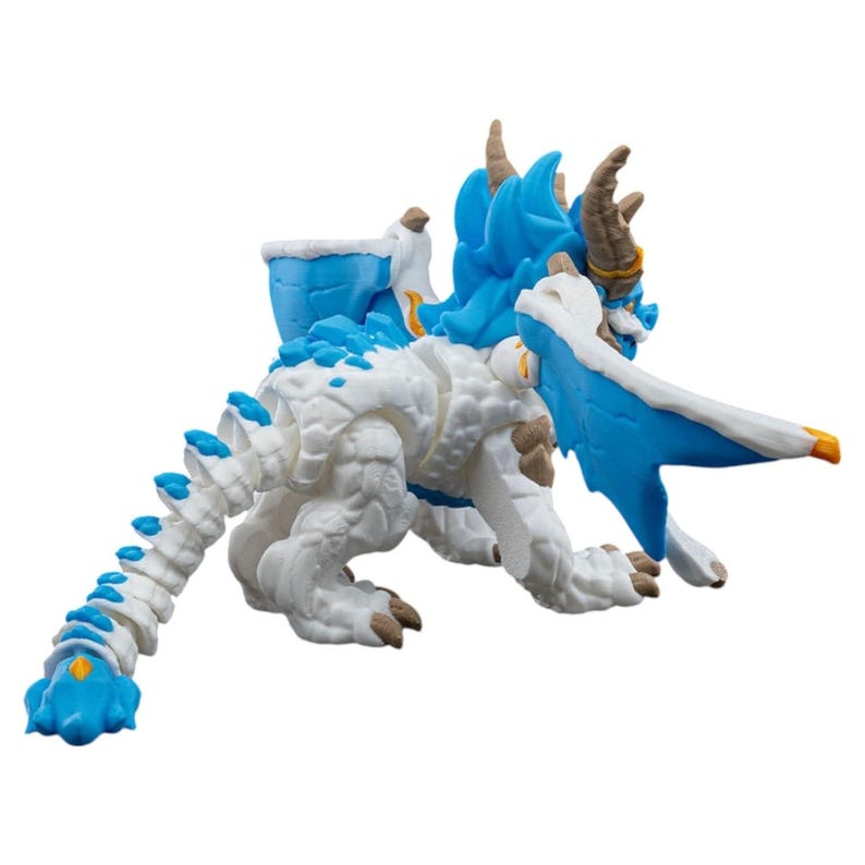 Ice Dragon Figurine – 3D Printed Mythical Creature With Blue Frost ...