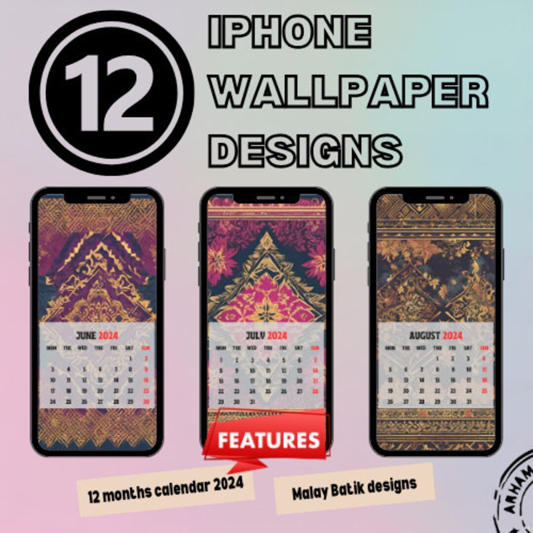 IPhone Wallpaper With Monthly Calendar iPhone Wallpaper 12 - Etsy