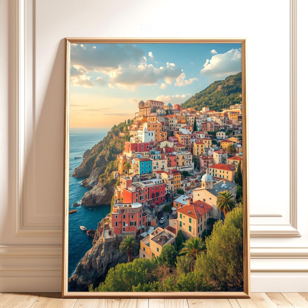 Cinque Terre Art Print: Manarola Italy Coastal Travel Poster (digital ...
