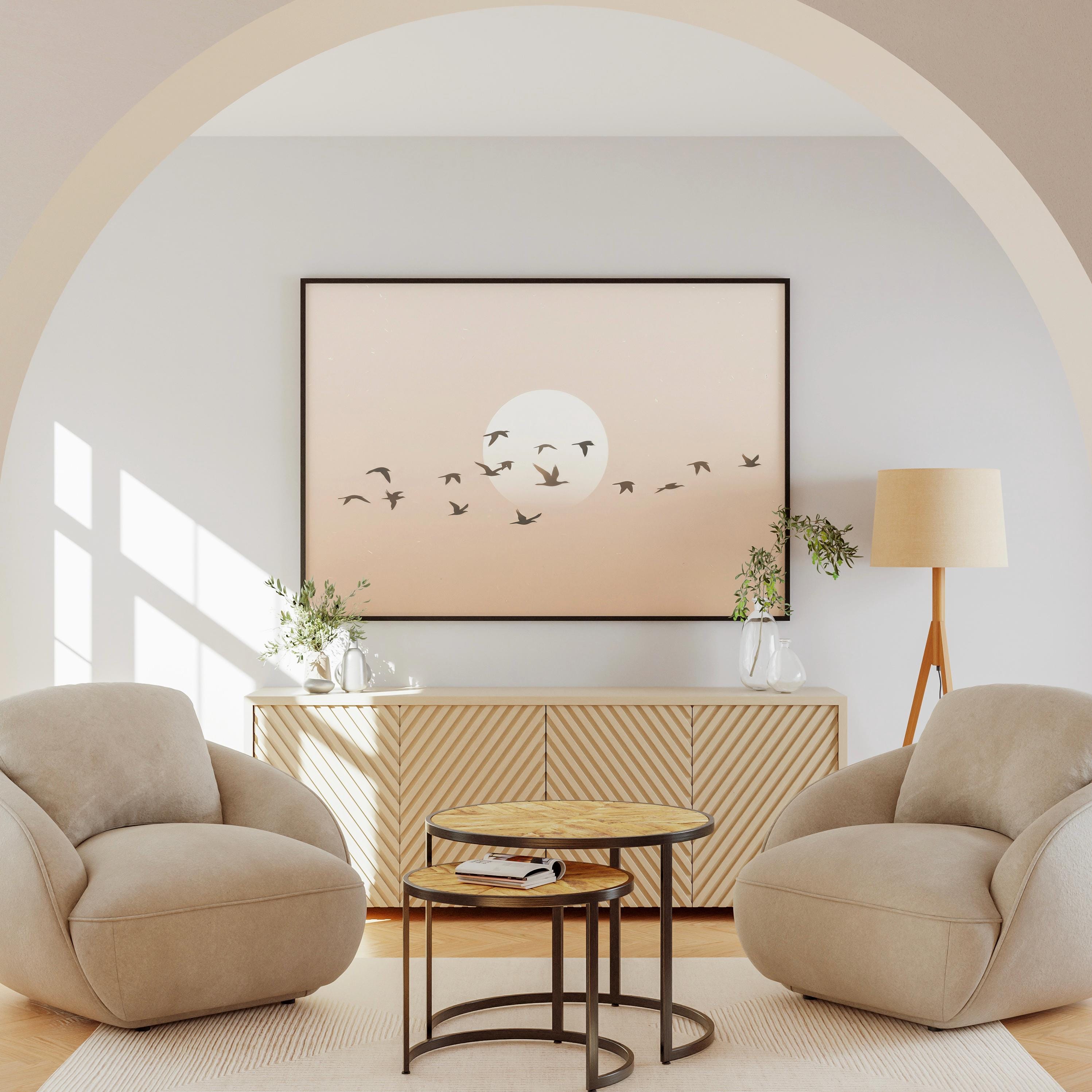 Horizontal Birds Printable Wall Art, Flying Birds Art Poster ...