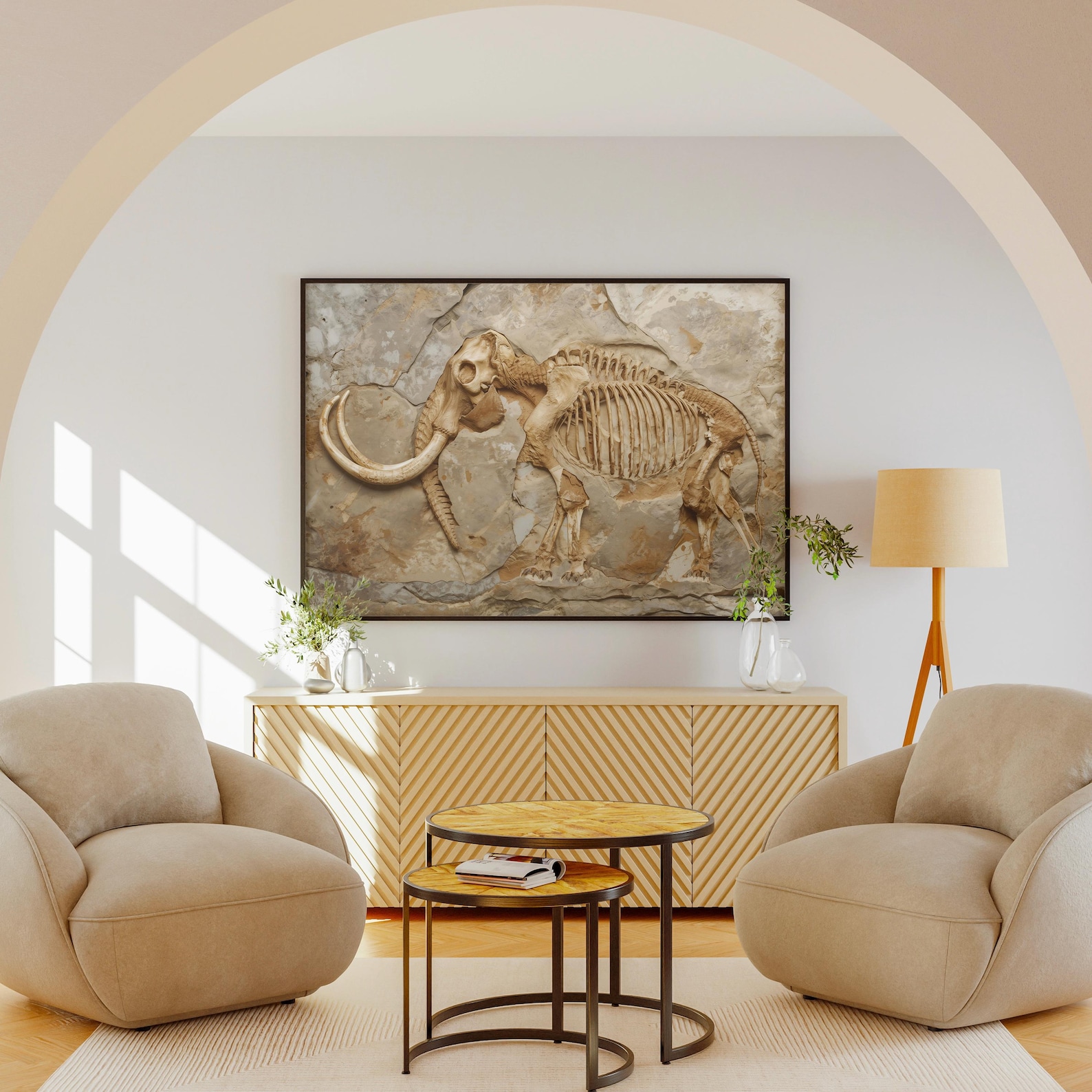 Woolly Mammoth Fossil Wall Art | Prehistoric Skeleton Print | Ice Age ...