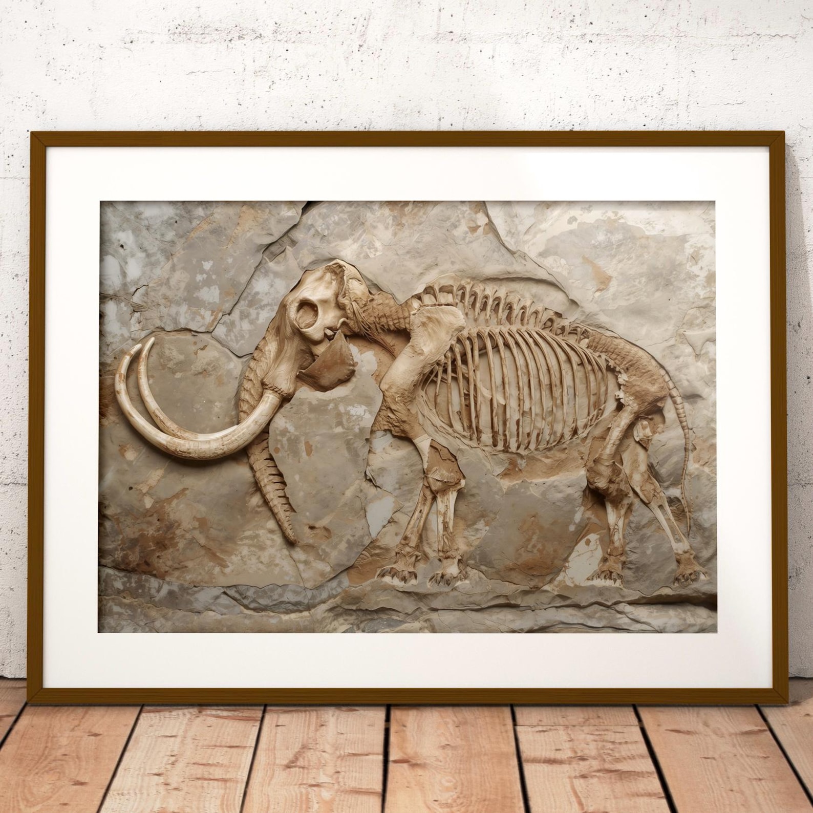 Woolly Mammoth Fossil Wall Art | Prehistoric Skeleton Print | Ice Age ...