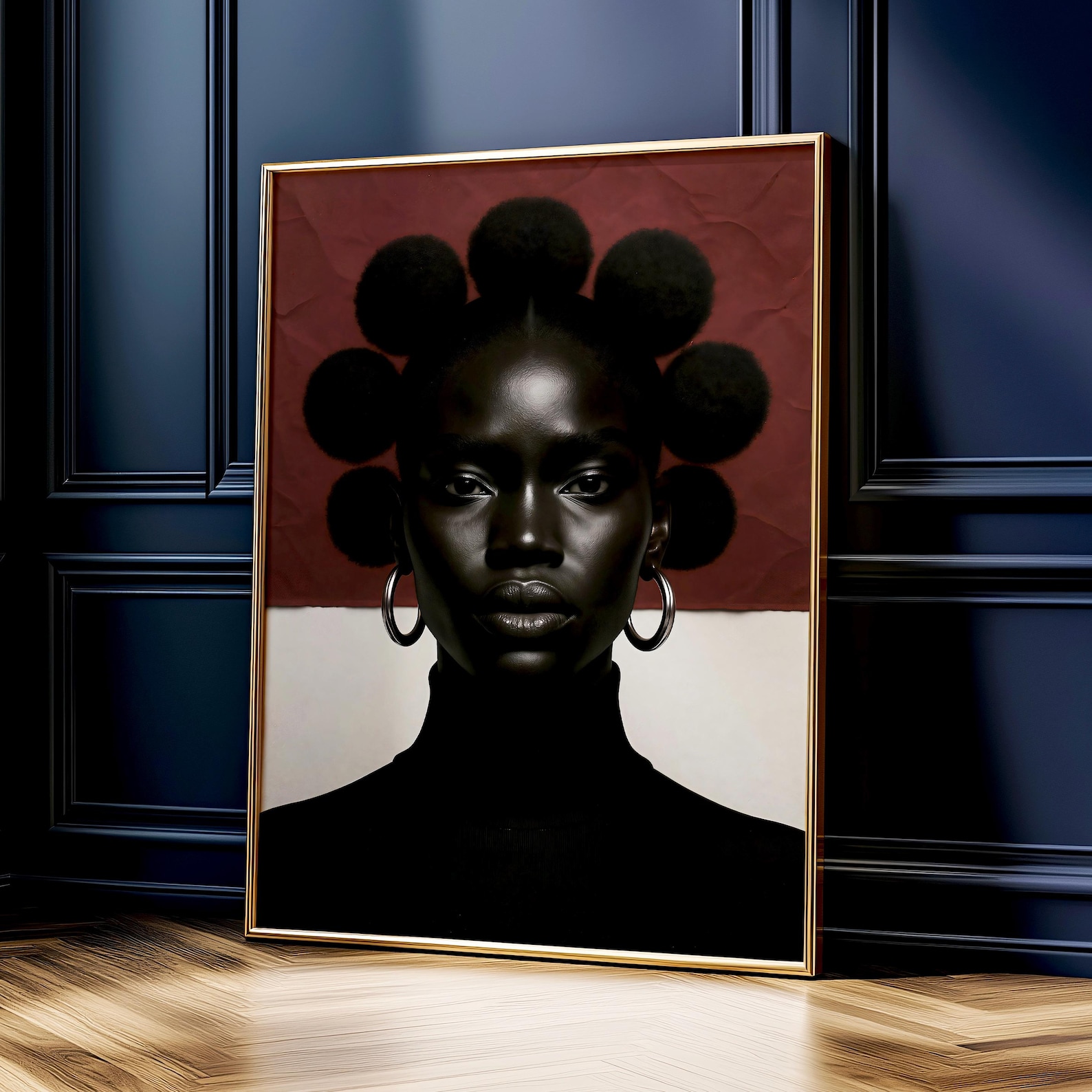 Afrocentric Black Woman Portrait Wall Art, Modern African American ...