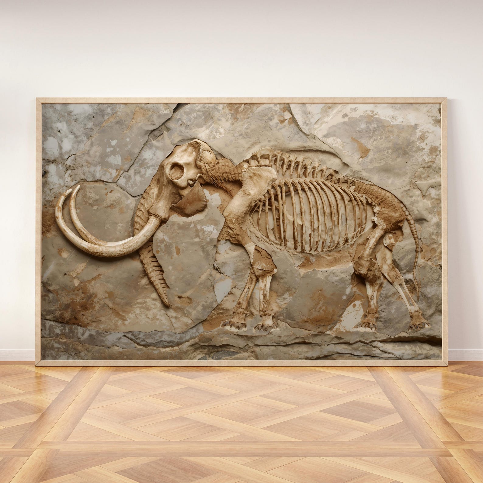 Woolly Mammoth Fossil Wall Art | Prehistoric Skeleton Print | Ice Age ...