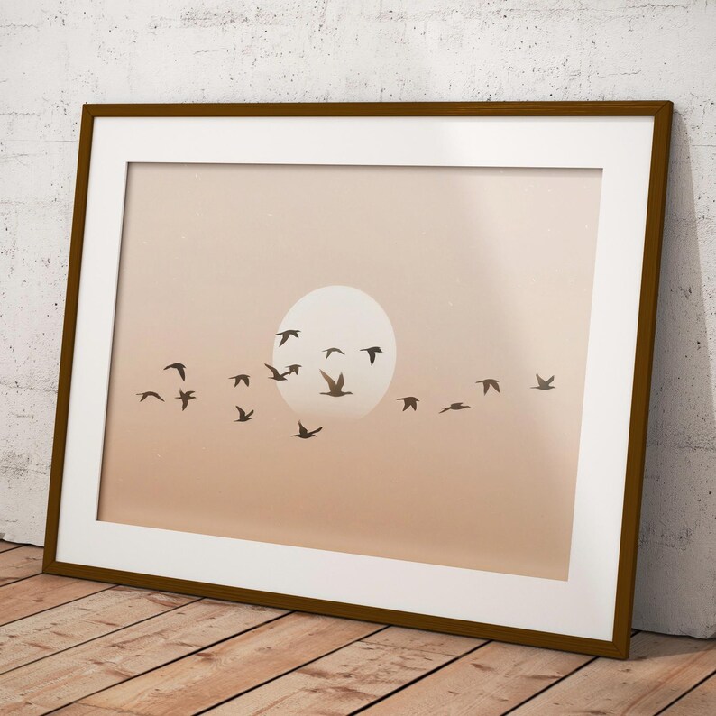 Horizontal Birds Printable Wall Art, Flying Birds Art Poster ...