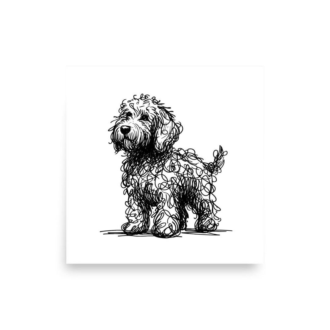 Minimalist Labradoodle / Cockapoo Line Art Print Dog Wall Decor Modern ...