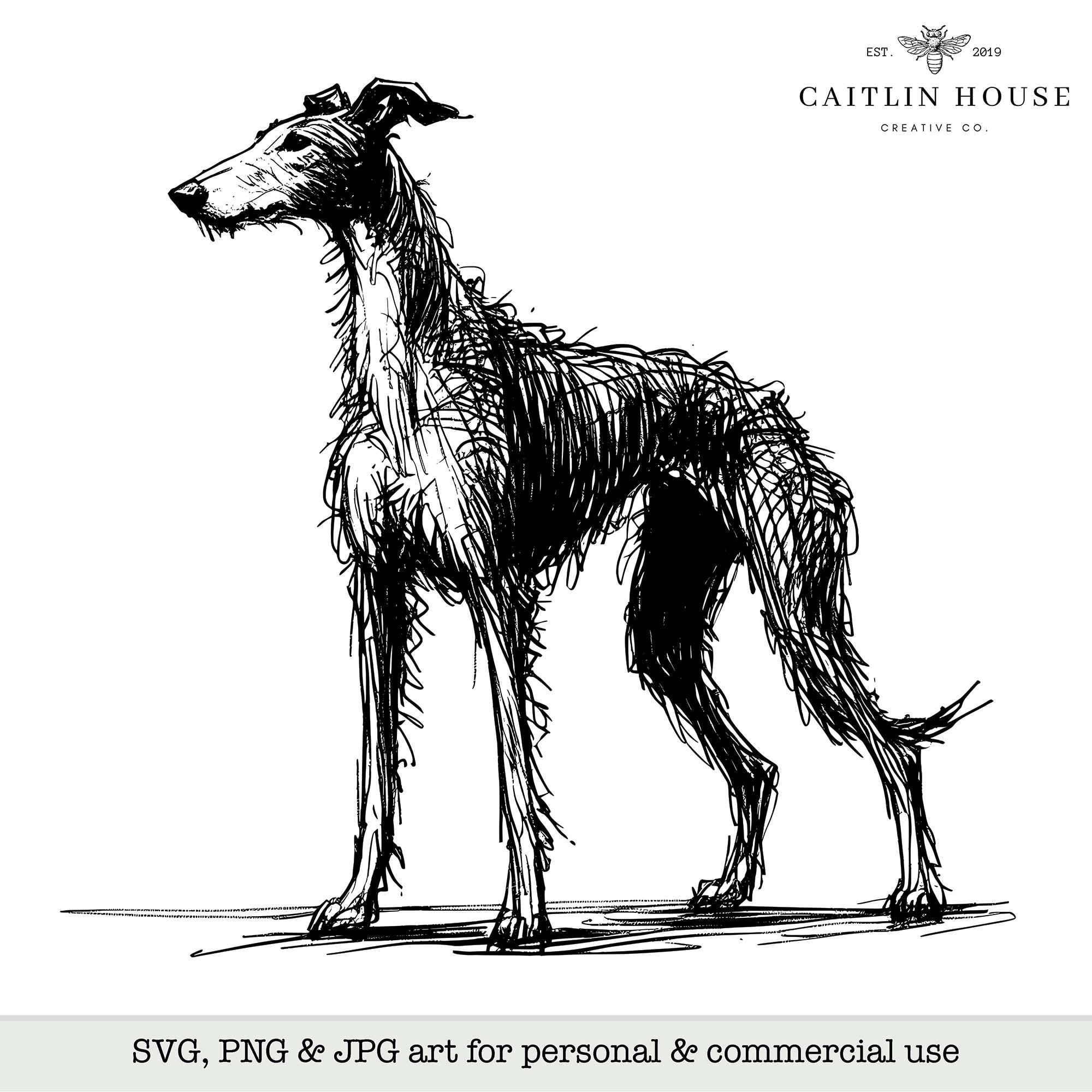 Lurcher Pen Drawing | JPG, PNG & SVG Vector Graphic | Scruffy ...