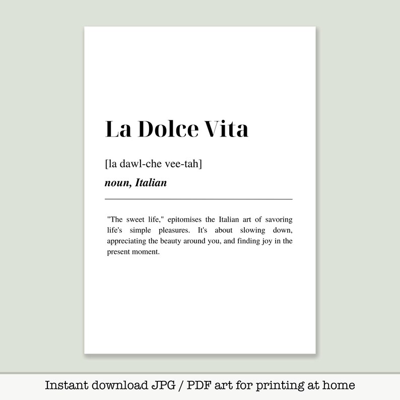 La Dolce Vita Print Poster (digital Download) | Italian Good Life ...