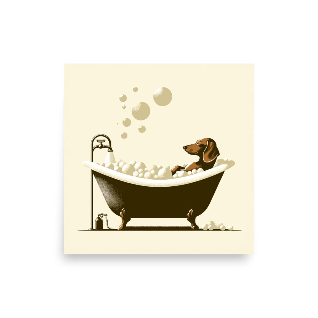 Dachshund Bath Time Art Print Sausage Dog, Weiner, Bathroom Poster - Etsy