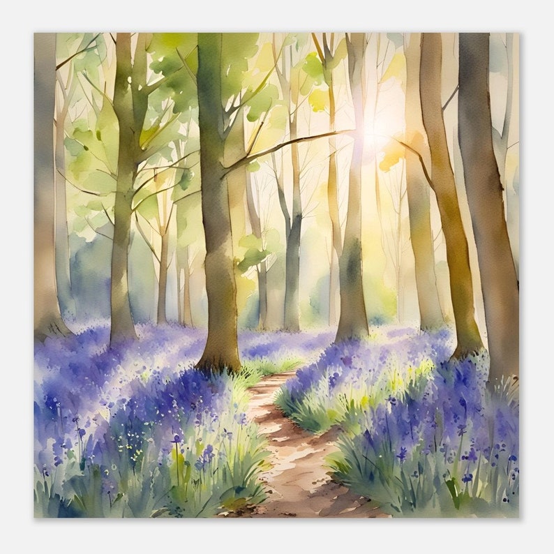 Bluebell Woods Watercolour Art Print Poster Etsy Uk