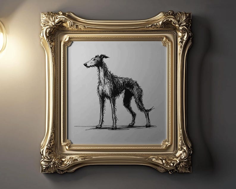 Lurcher Pen Drawing | JPG, PNG & SVG Vector Graphic | Scruffy ...