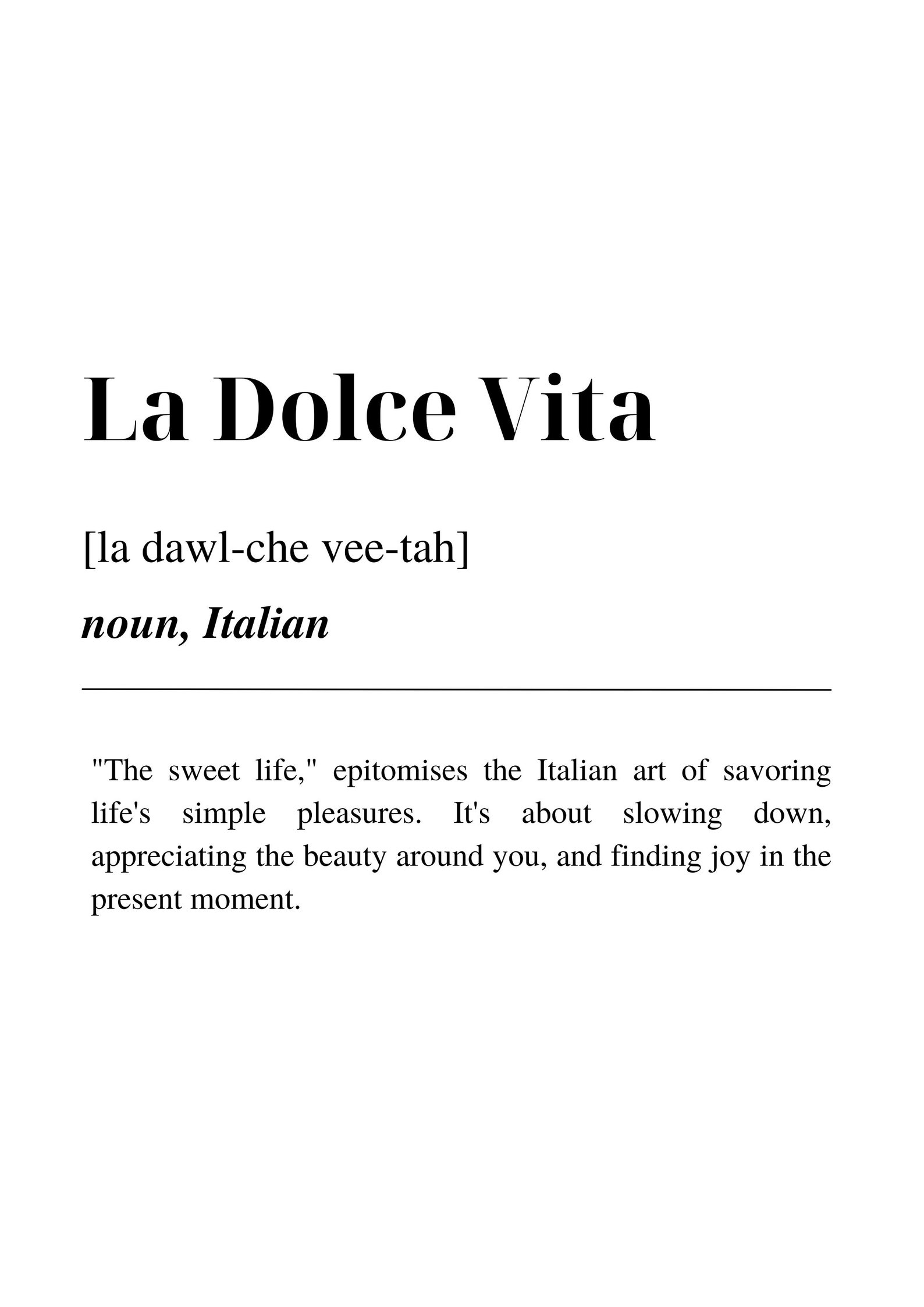 La Dolce Vita Print Poster digital Download Italian Good Life ...