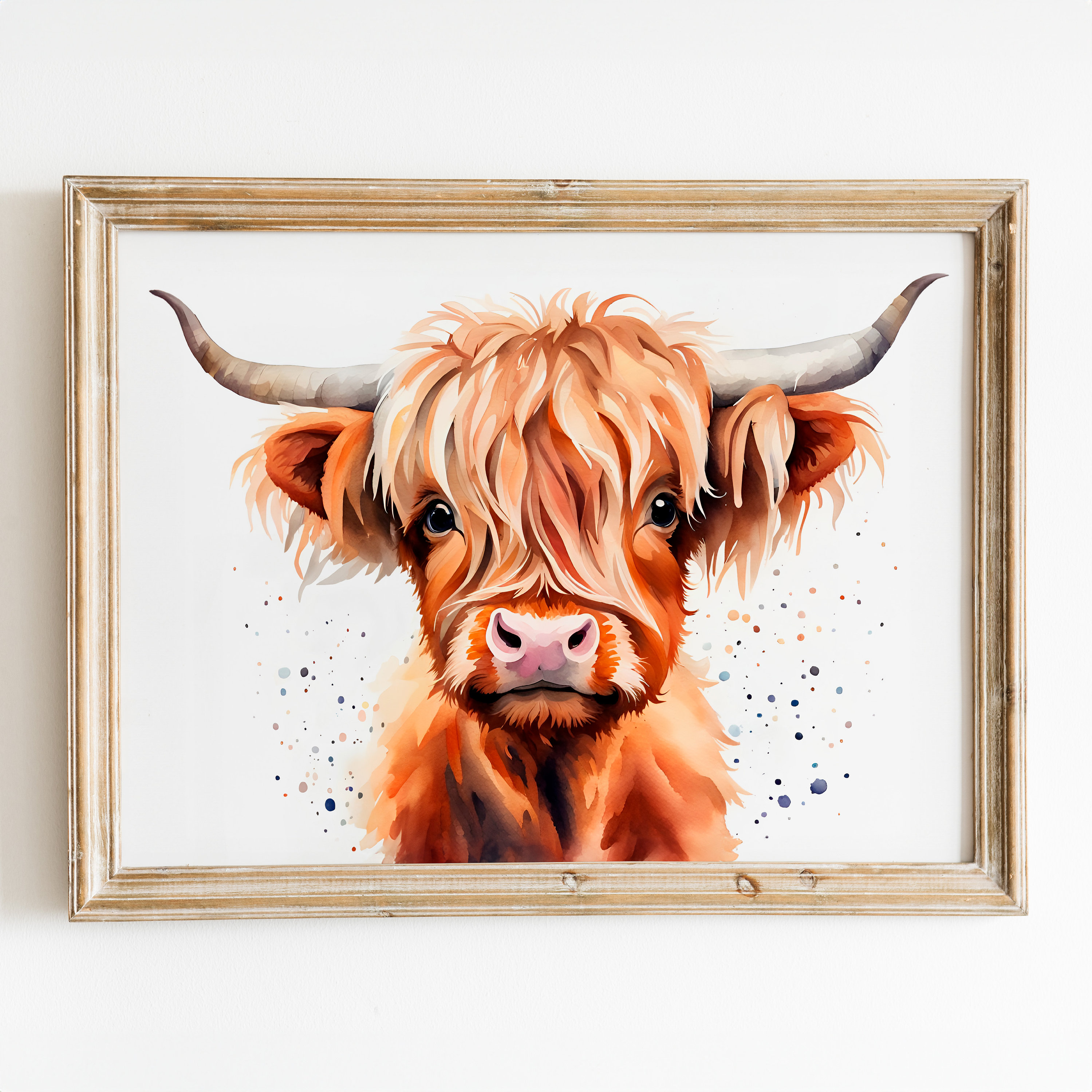 Highland Cow Art Print digital Download Farm Wall Decor, Colourful ...