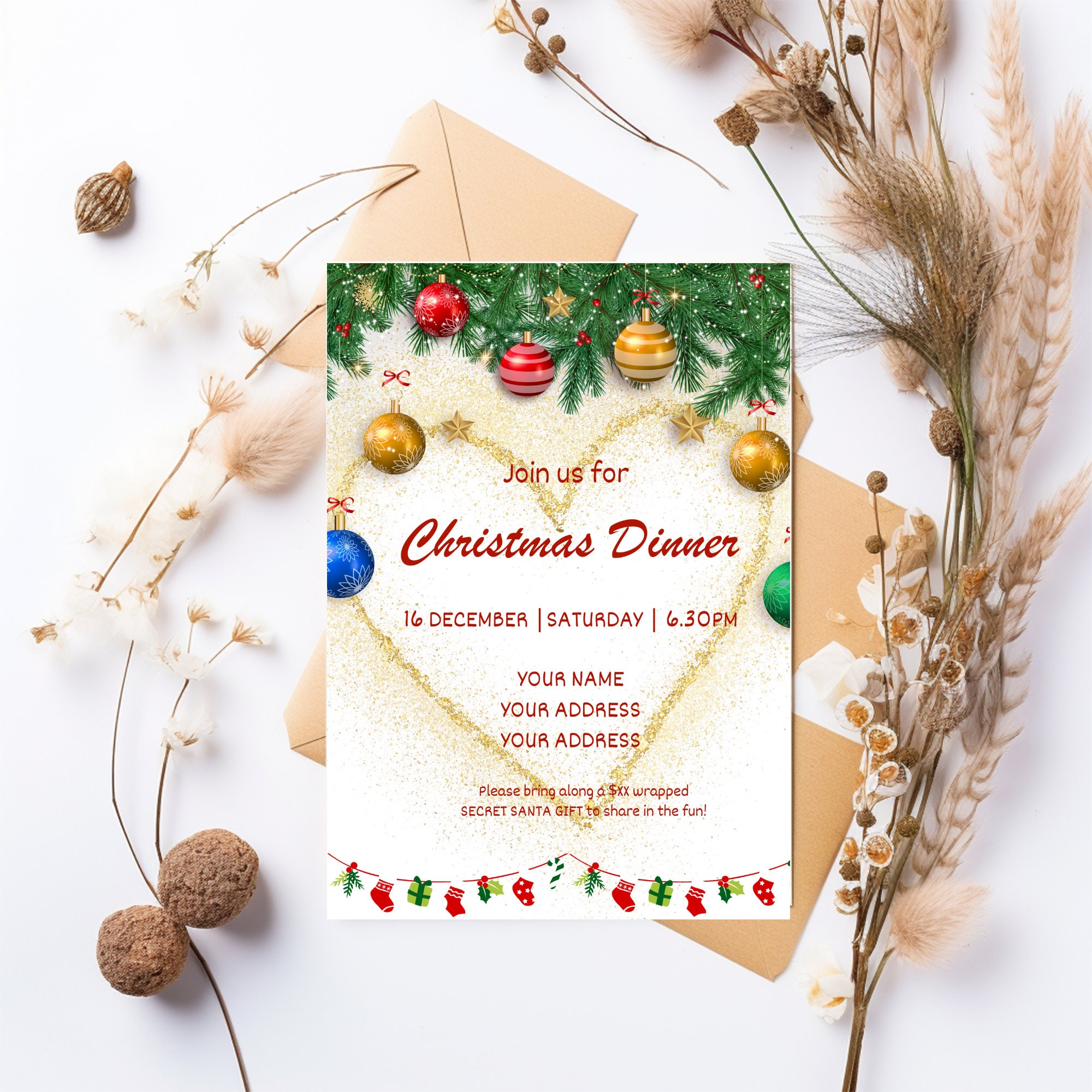 Editable Canva Template Christmas Party, Invitation Christmas Party ...