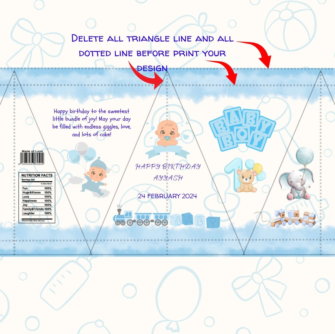 Editable Birthday Triangle Chip Bag Wrapper Template, Snack Cookie ...