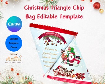 Unicorn Birthday Editable Template Triangle Chip Bag/goodies Bag/gift ...