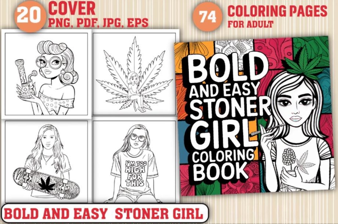 Bold and Easy Stoner Girl Coloring Pages | 74 Pages PDF + PNG + JPG ...