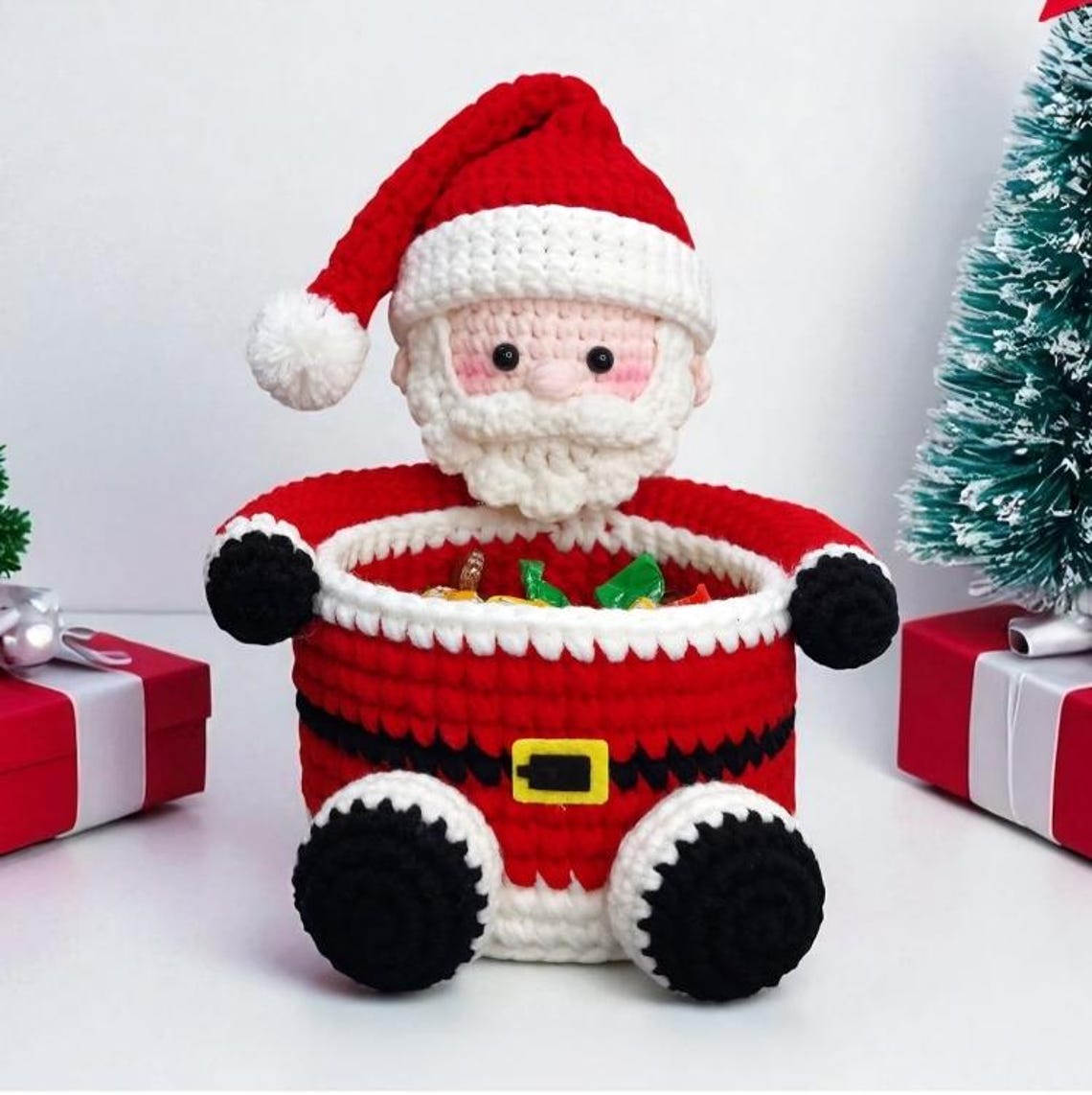Crochet Santa Basket Pattern: Christmas Candy Bowl (PDF Download) - Etsy