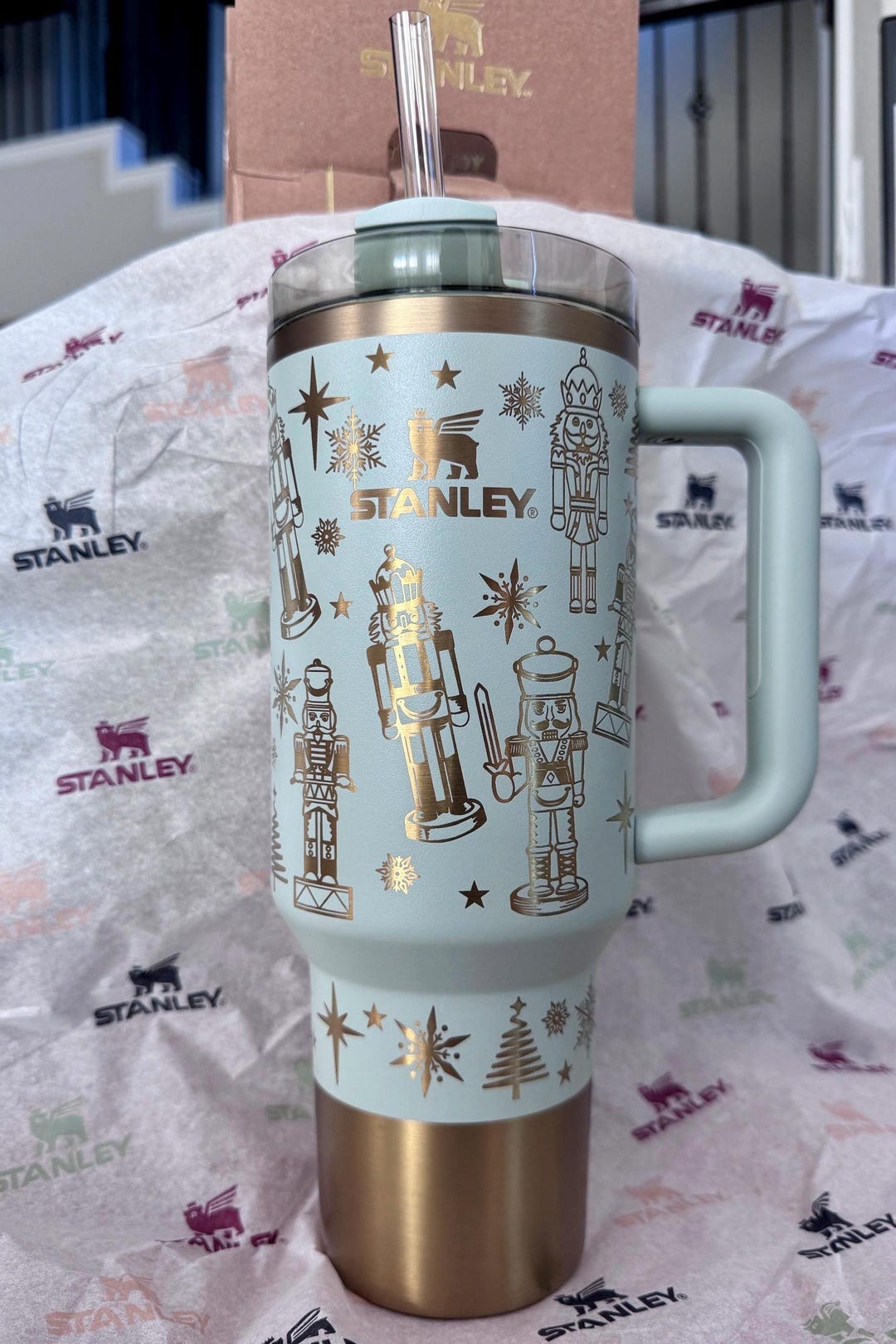 Stanley Nutcracker Gilded Celadon Teal Tumbler 40oz Custom Laser ...