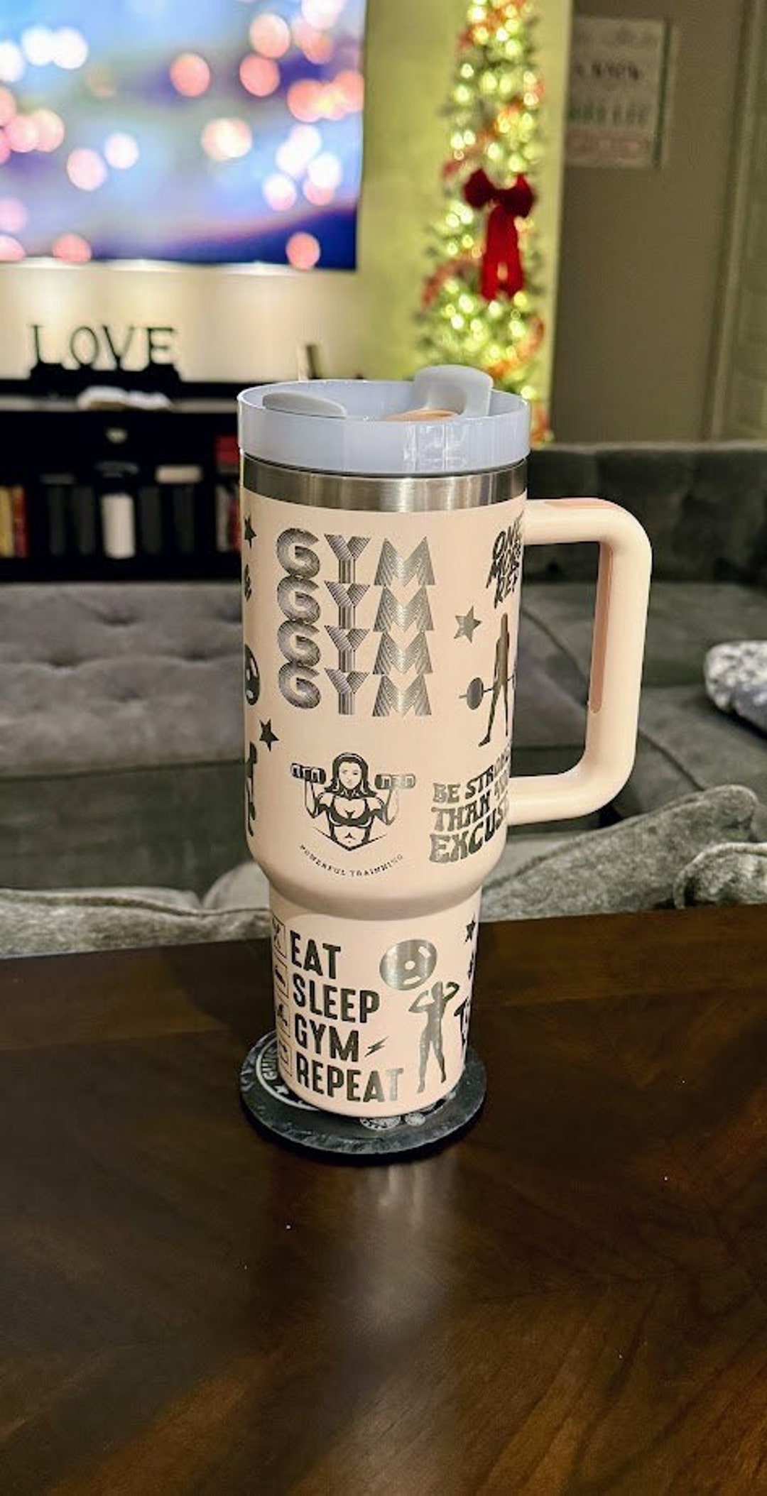 Stanley Dupe Tumbler 40oz Rose Quartz Pink Fitness Cup Cute - Etsy