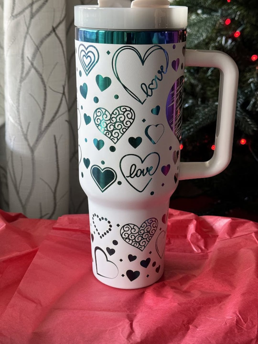 Rainbow Hearts Cup 40 Oz Cute Custom Laser Engraved Cute Anytime Love ...