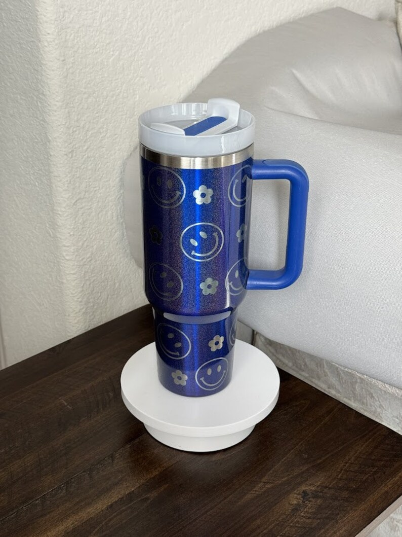 Smiley Face Blue Stanley Style Dupe Custom Tumbler Stanley 40 - Etsy