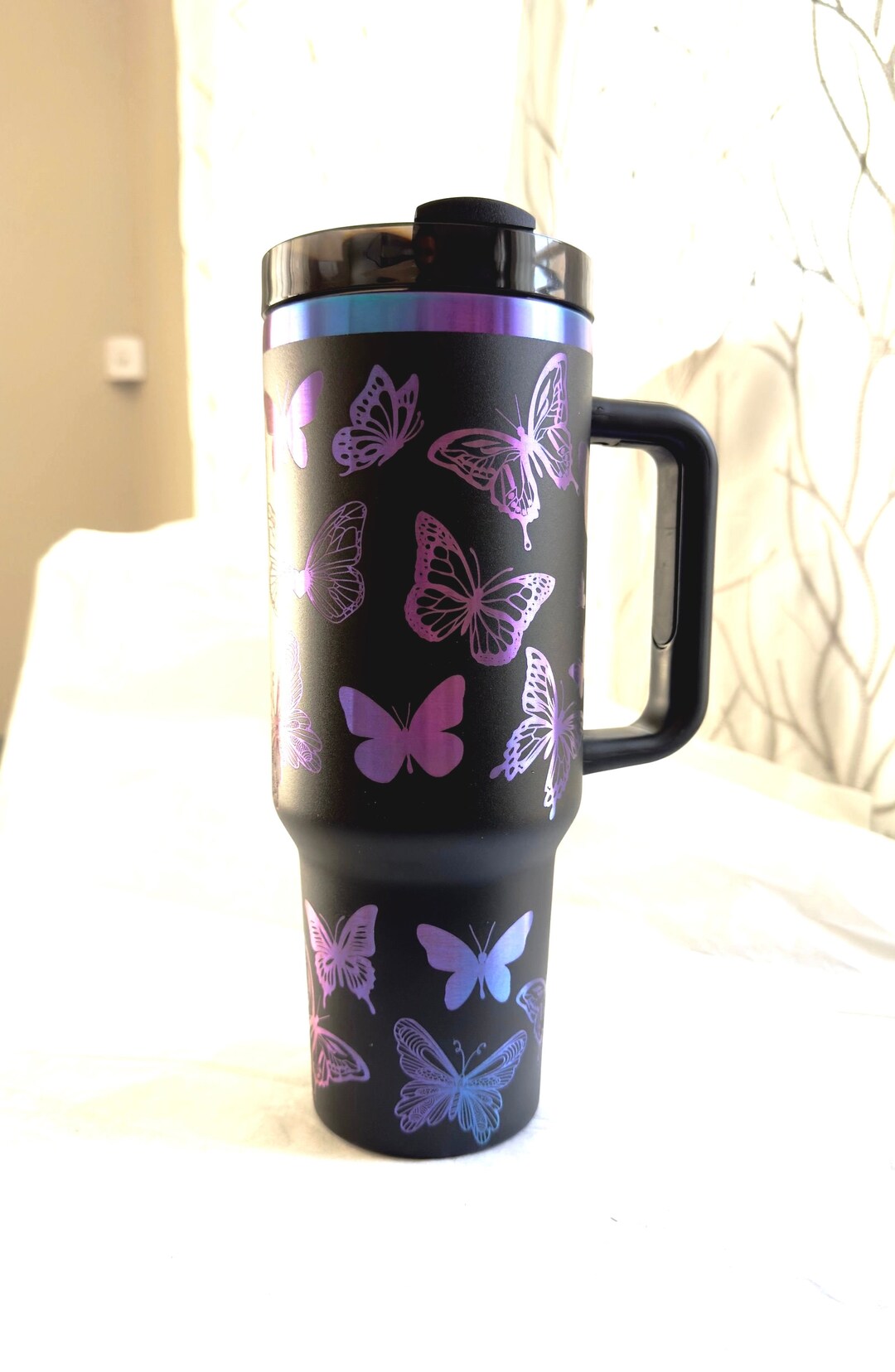 Butterfly Chroma Blue Purple Pink 40oz Custom Laser Engraved Style Cup ...