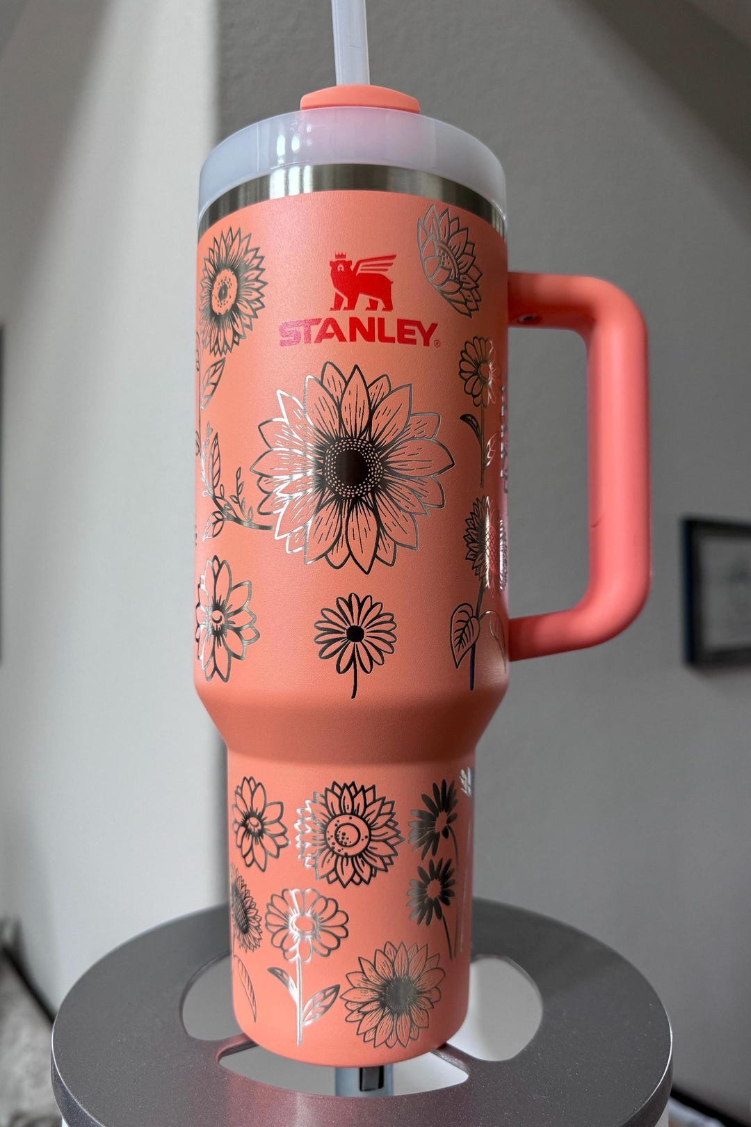 Stanley Sunflowers Nectarine Tumbler 40oz Custom Laser Engraved ...