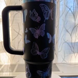 Laser Engraved Butterfly Stanley Tumbler - 30oz Chroma Quencher - Etsy