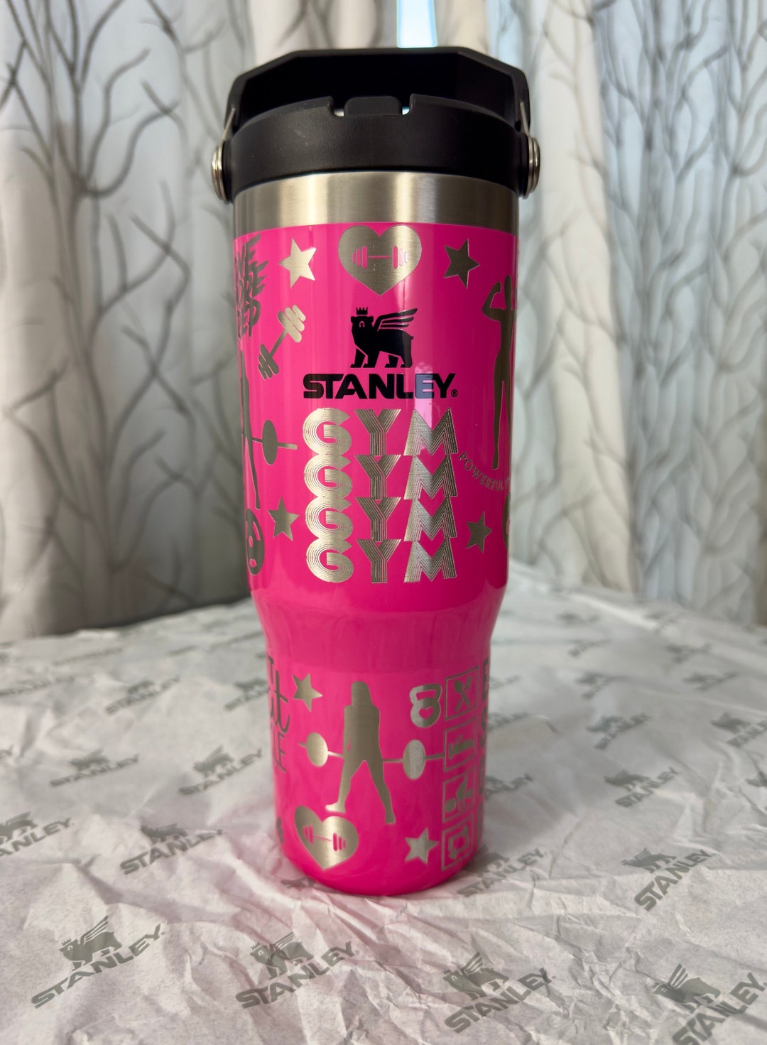 Stanley Hot Pink Flipstraw Cute Custom Laser Engraved Authentic Stanley ...