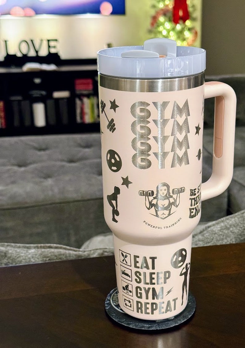 Stanley Dupe Tumbler 40oz Rose Quartz Pink Fitness Cup Cute - Etsy