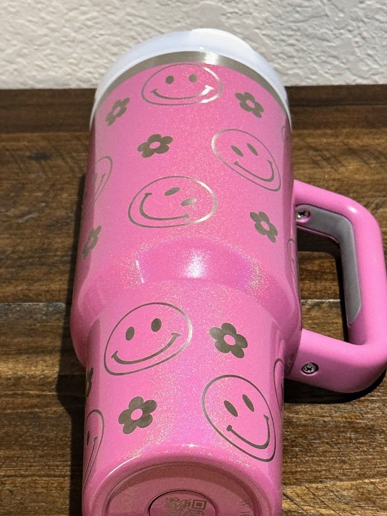 Smiley Face Stanley Style Dupe Custom Stanley Preppy Finish - Etsy