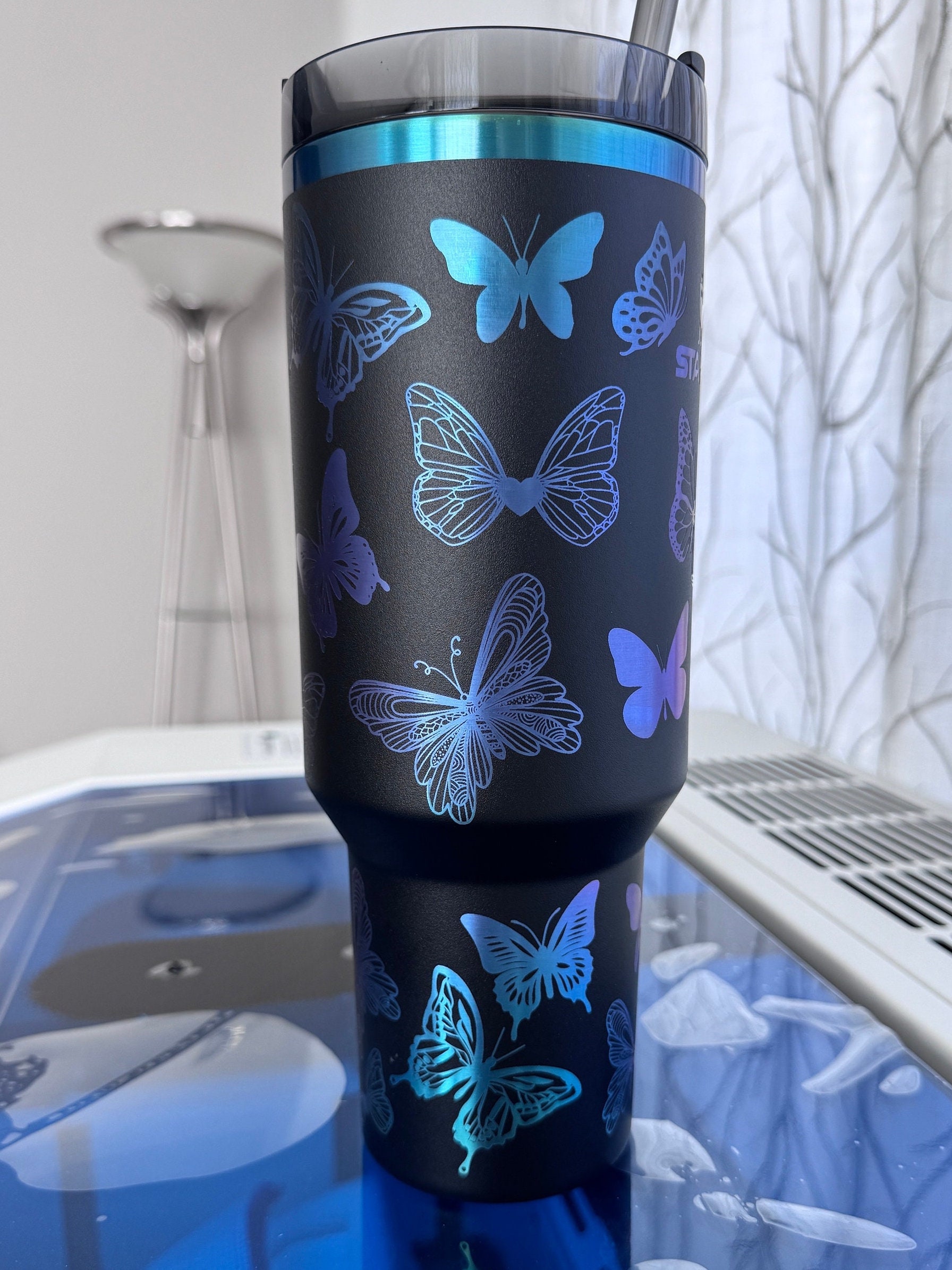 Chroma Stanley Butterfly Tumbler 40oz Custom Laser Engraved Authentic ...